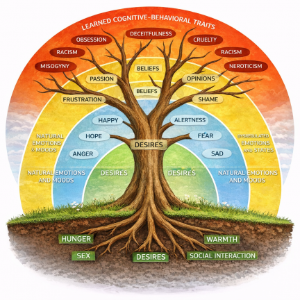 Psychological tree of emotions thoughts and behaviors